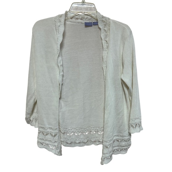 Laura Scott | Sweaters | Laura Scott Women Cream Lace Trim Knit ...